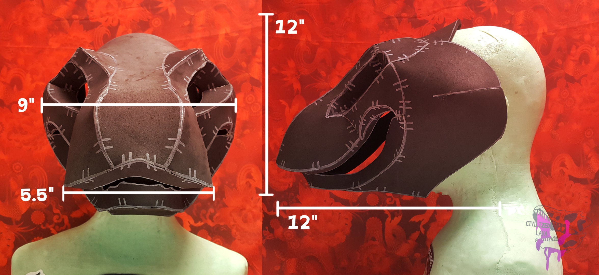 Snake Dinosaur Foam Head Base - DIY Mask for Fursuit, Cosplay, Costume ...