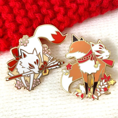 Mythical Cryptid Creature Kitsune Hard Enamel Pin - Etsy