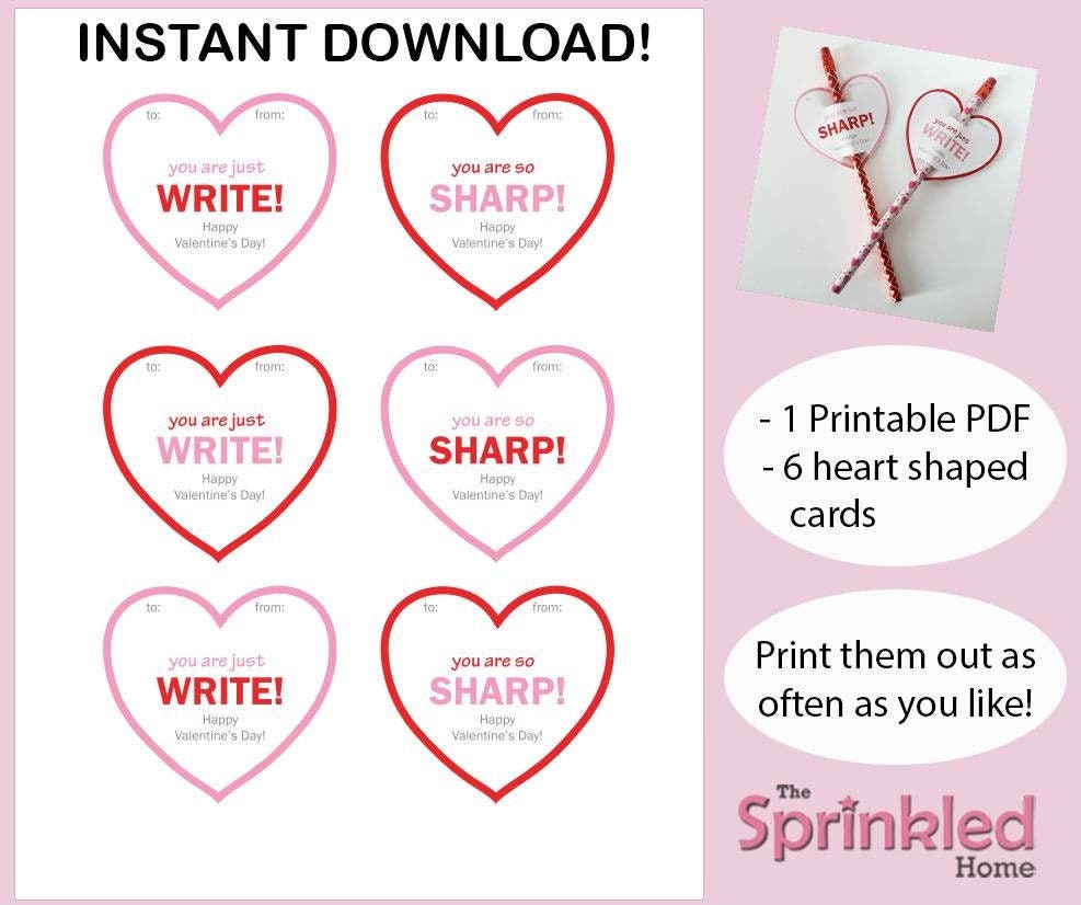 Printable Valentine's Day Cards Digital Download Kids - Etsy