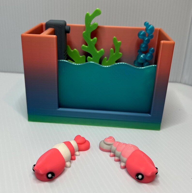 Shrimp & Mini Aquarium Tank Set | 3D Printed | Articulating Shrimp - Etsy