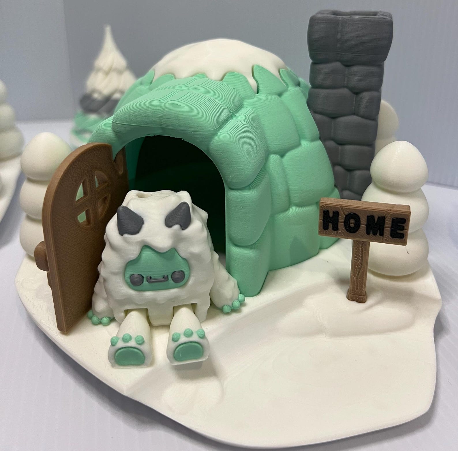 Green Yeti With Igloo Home 3D Printed - Cute Abominable Snowman ...
