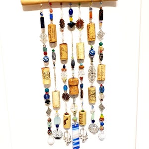 Driftwood Wine Cork Wind Chime, Glass Bead Sun Catcher, Handmade - Etsy