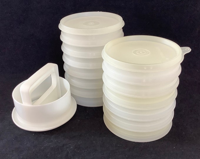 TUPPERWARE Burger Press and Storage Containers~ Hamburger Mold and ...