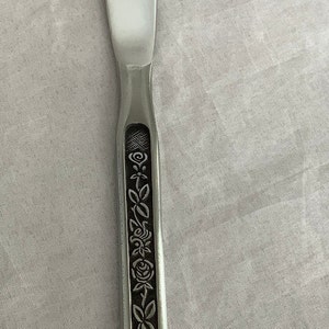 Vintage MARIA GRANDE Stainless Steel Flatware Embossed Floral and Black ...