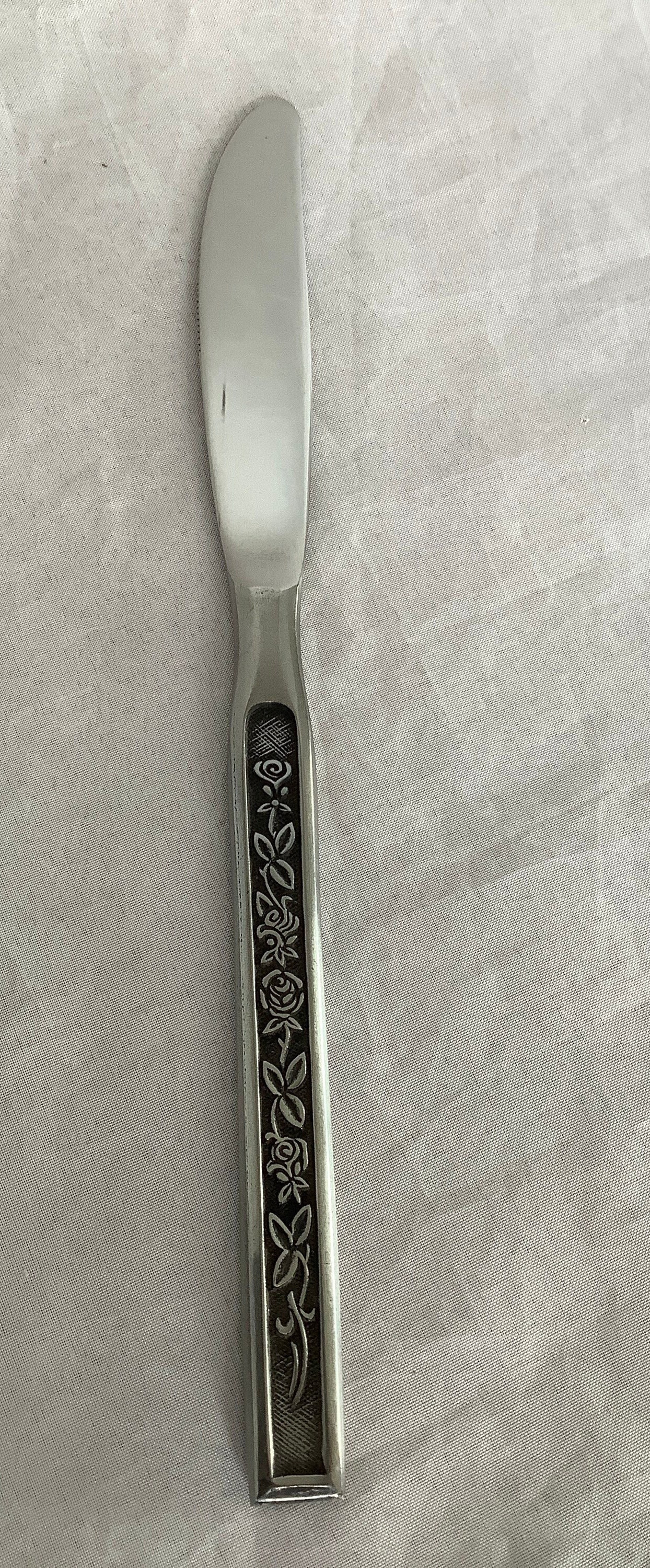 Vintage MARIA GRANDE Stainless Steel Flatware Embossed Floral and Black ...