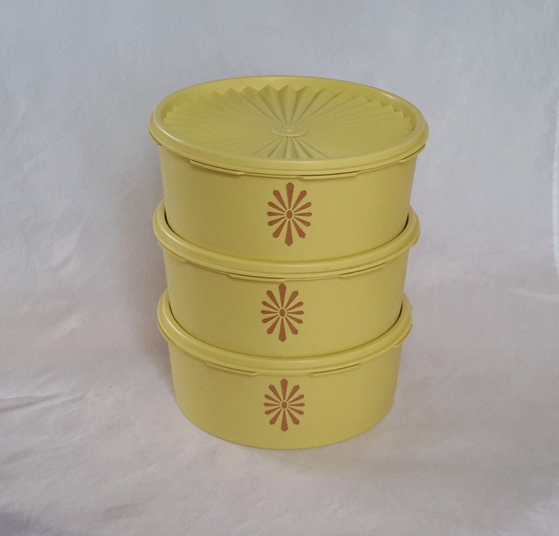 Tupperware Canister Set Gold Three Piece Starburst Containers - Etsy