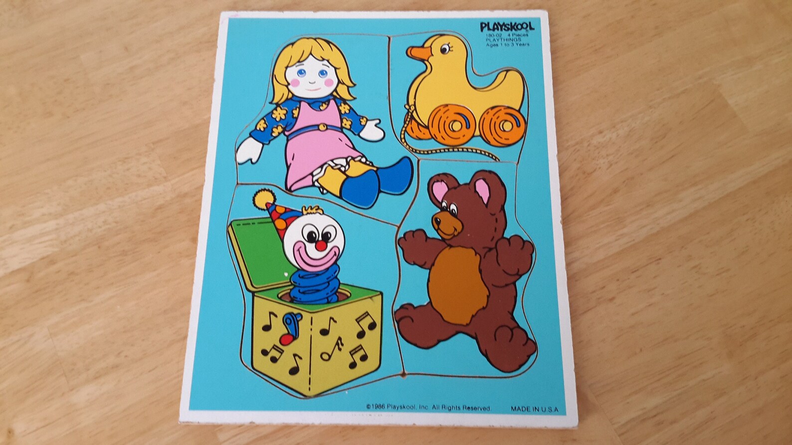 1986 PLAYSKOOL PLAYTHINGS Four Piece Hard Board Puzzle - Etsy