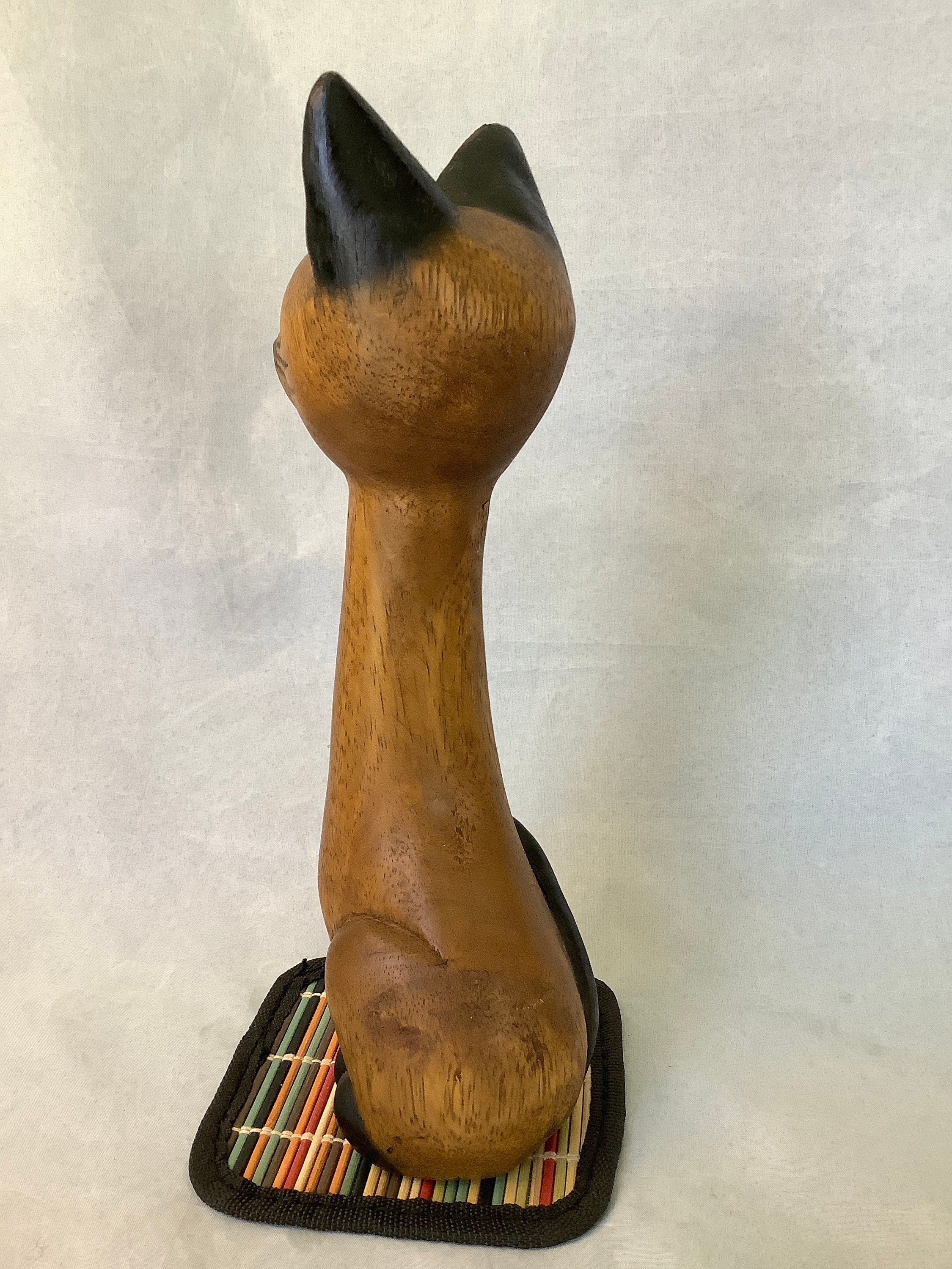 Wooden Siamese Cat Statue Vintage Handcarved Tall Lanky Cat - Etsy