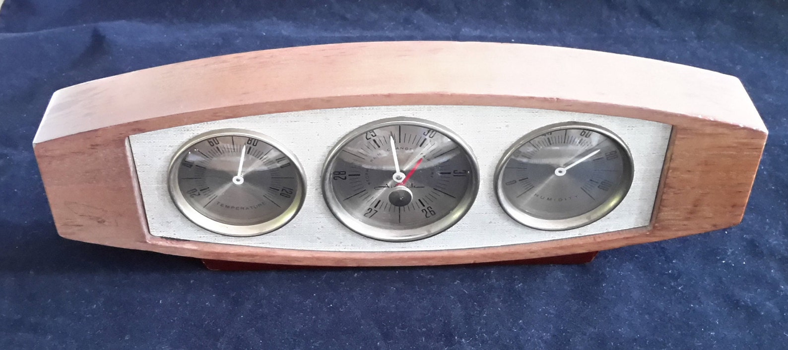 Vintage AIRGUIDE Weather Station MCM Wooden Desk Top - Etsy