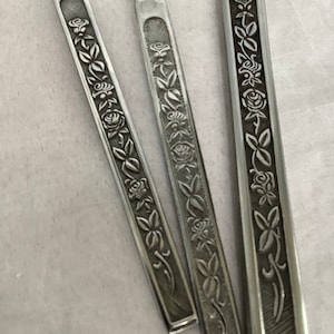 Vintage MARIA GRANDE Stainless Steel Flatware Embossed Floral and Black ...