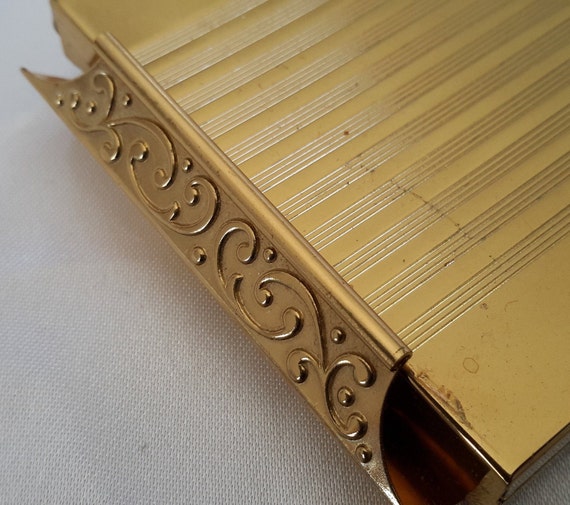 Avon Gold Compact Vintage Art Deco Lined Face Powder … - Gem