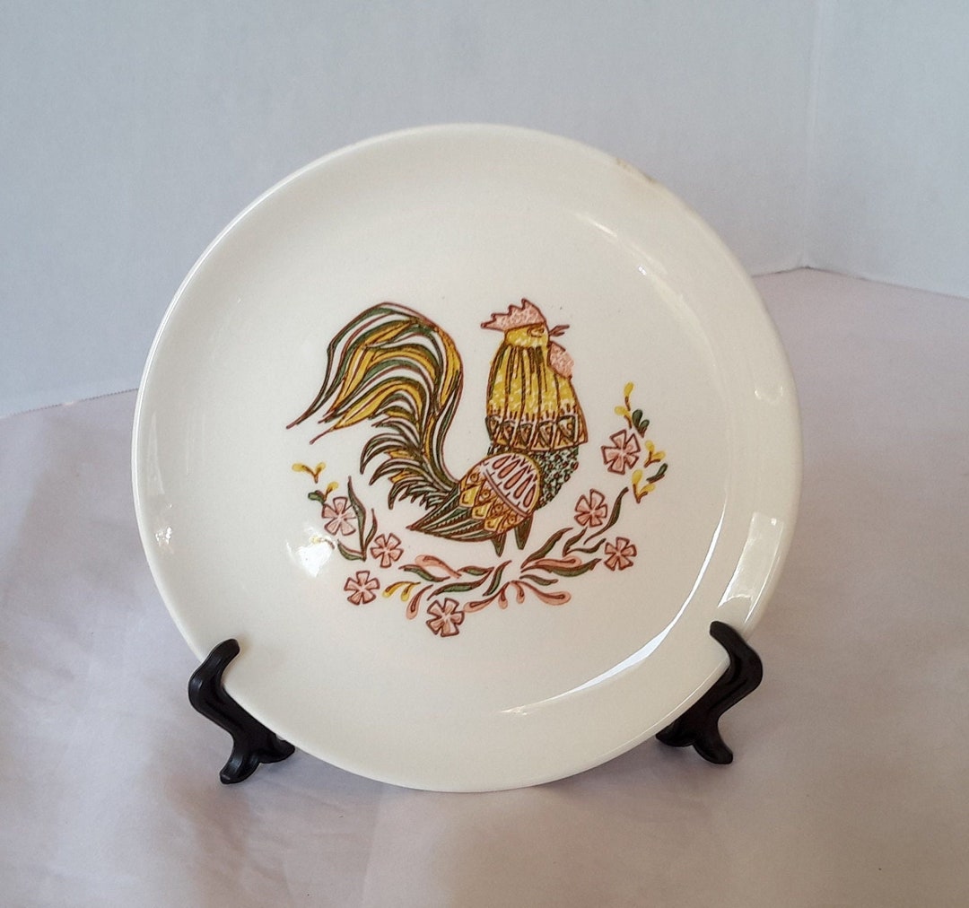 Cocky Retro Chicken Daddy Plate MCM Oven Proof Rooster Plate Made in ...