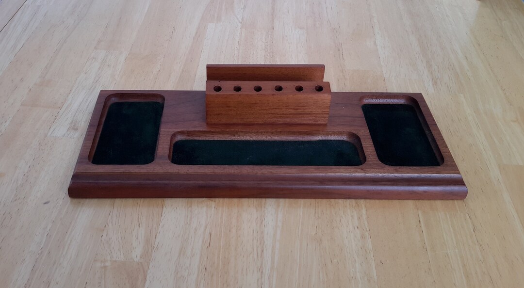 Men's Vintage Wooden Dresser Valet Desk Organizer Hold Your Personal ...