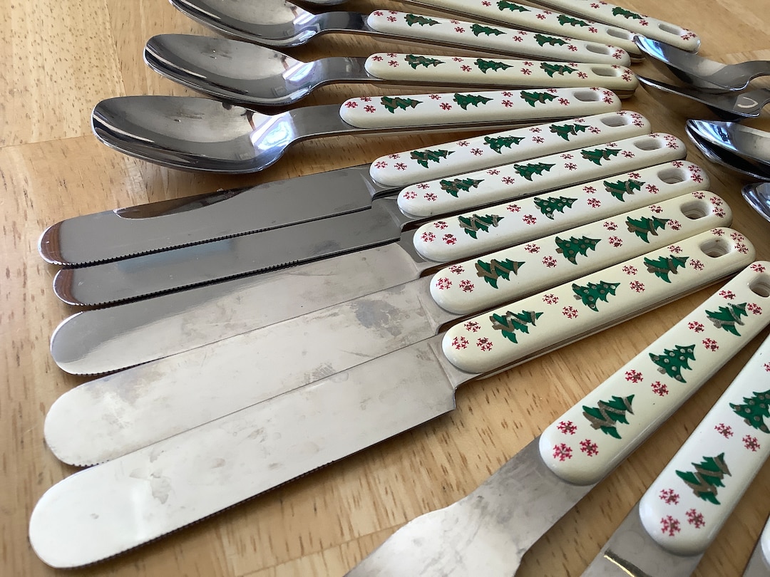 Vintage NORTHLAND Stainless Steel Christmas Flatware Set~ Country ...