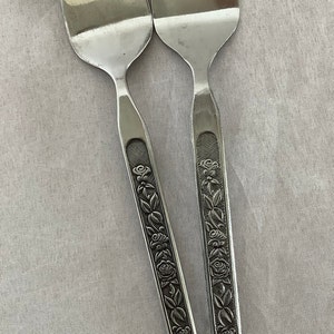 Vintage MARIA GRANDE Stainless Steel Flatware Embossed Floral and Black ...