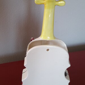 Kitschy Hand Painted Violin Wall Pocket Vintage Ceramic Flowery Wall ...