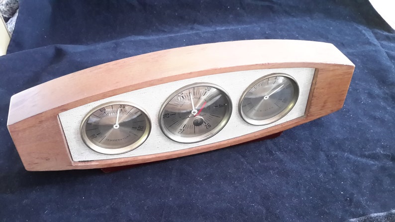 Vintage AIRGUIDE Weather Station MCM Wooden Desk Top - Etsy