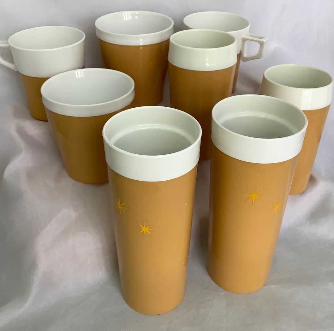 Vintage Hi-kool Tumbler Set Double Wall Insulated Plastic Drinkware Mid ...