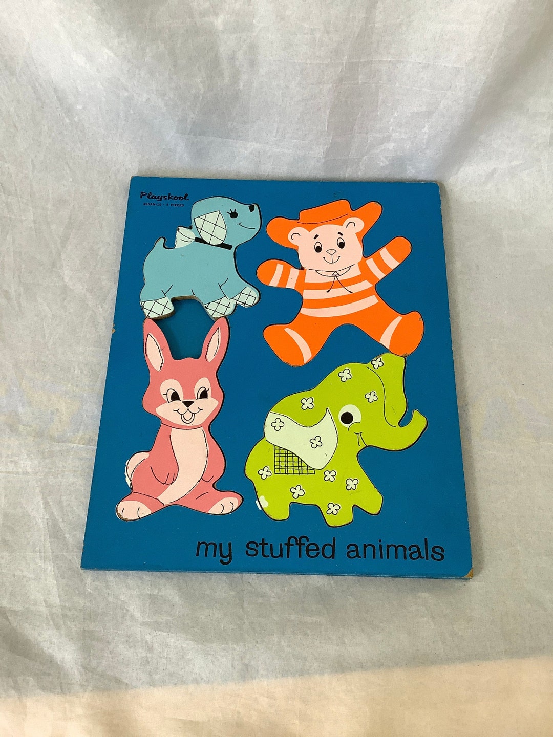 Vintage Playskool My Stuffed Animals Puzzle #155AN-15 Wooden Children's ...
