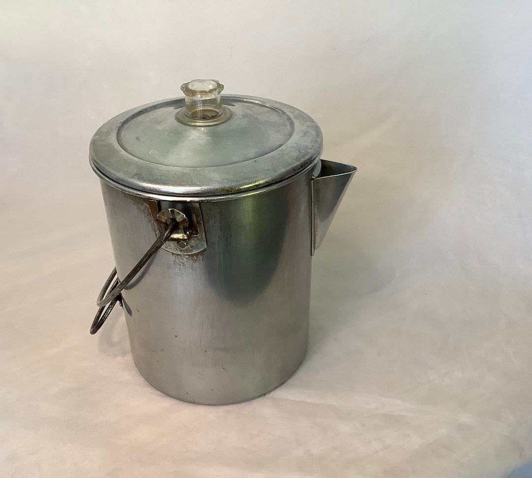 Vintage Aluminum Percolator~ Camp Fire Coffee Pot~ Two Swing Handles ...