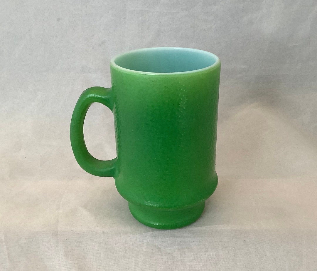Kelly Green Hazel Atlas Coffee Mug ~ Vintage Footed Glass Cup With ...