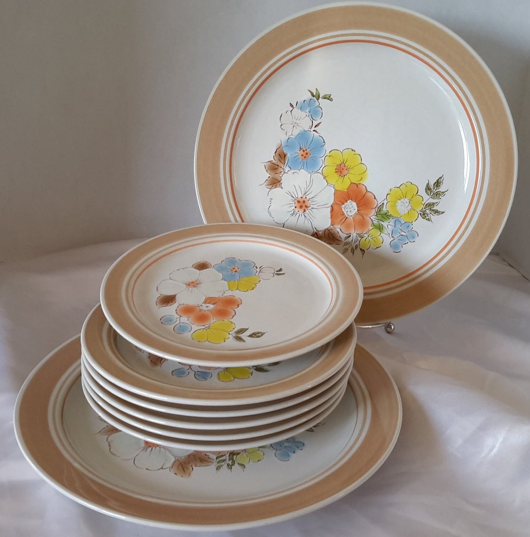 Newcor BARBARA Pattern Stoneware 1986 Vintage Dinnerware Retro Mod ...