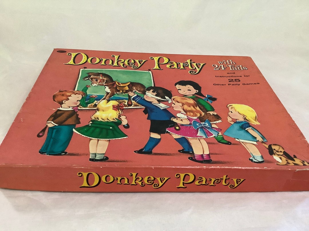 DONKEY PARTY Children’s Party Game Set~ Vintage Birthday Party Pin the ...