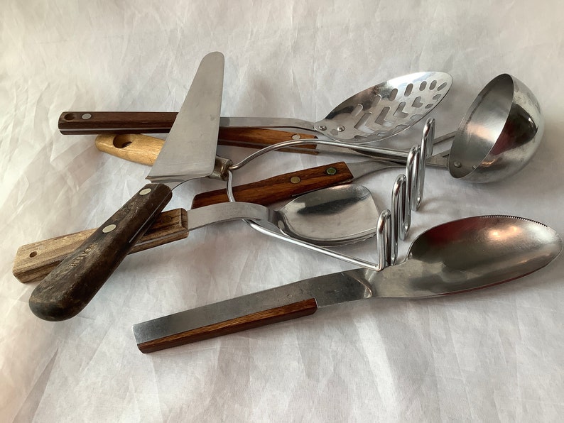 Assorted Wood Handle Stainless Kitchen Utensils Quality - Etsy