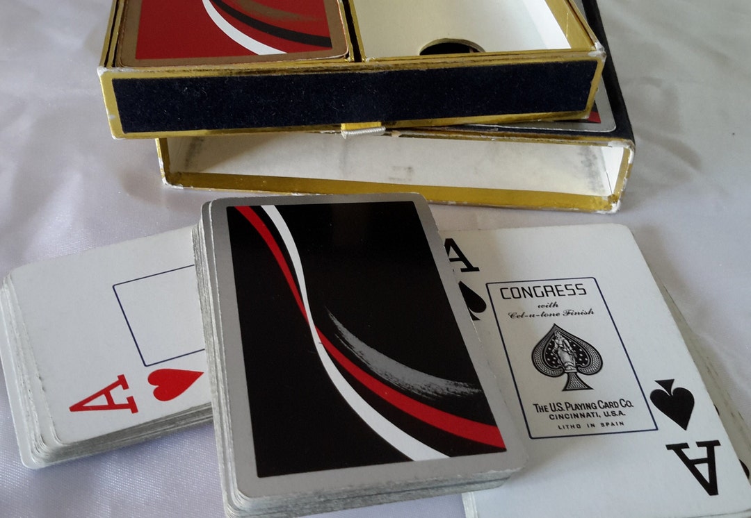 Cel-u-tone Finish Congress Playing Cards- Vintage US Playing Card Co ...