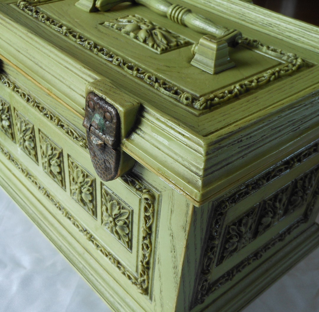 Large Green Plastic Vintage Sewing Box Max Klein SC 1280 Sewing Notions ...