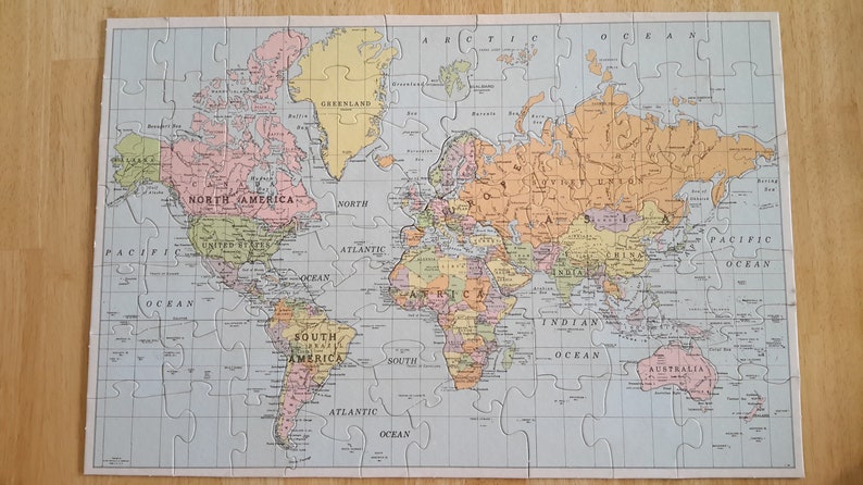 World Map Jigsaw Puzzle by Selchow & Richter Official Rand - Etsy