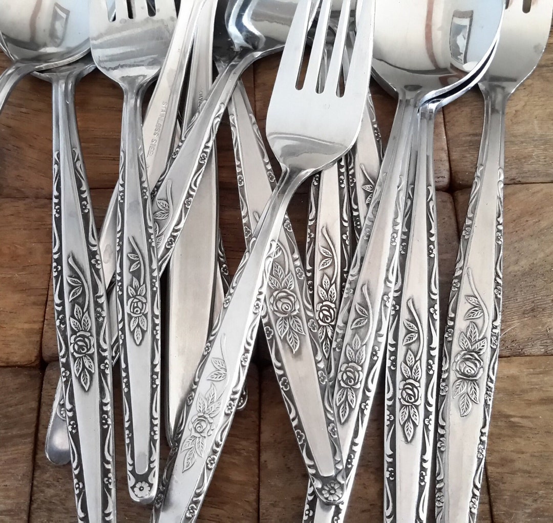 INTERPUR Rose Vintage Stainless Steel Satin Finish Rose Black Accented ...