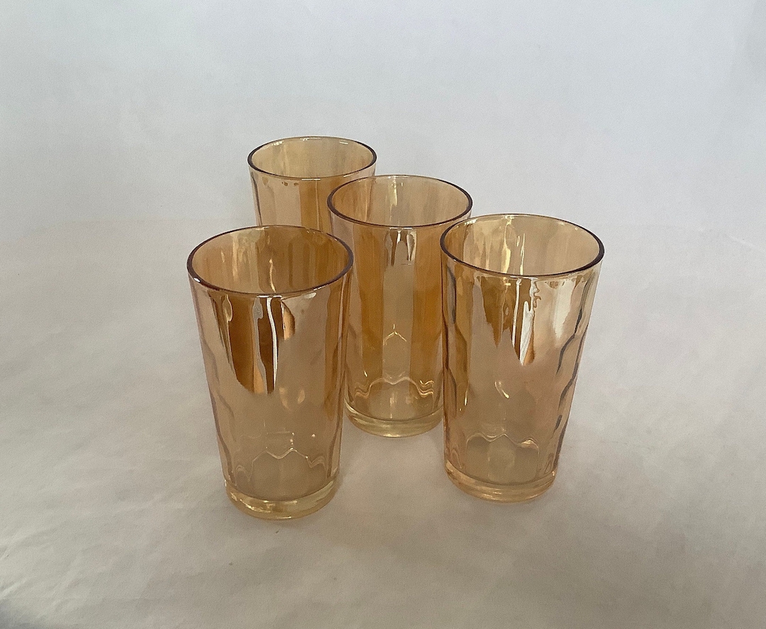 Marigold Lustre Honeycomb Glass Set Gorgeous Vintage Jeanette Glassware ...