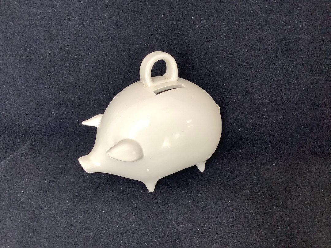 White Piggy Bank~ Cute Little Oinker Ready to Hold Your Coins~ Vintage ...