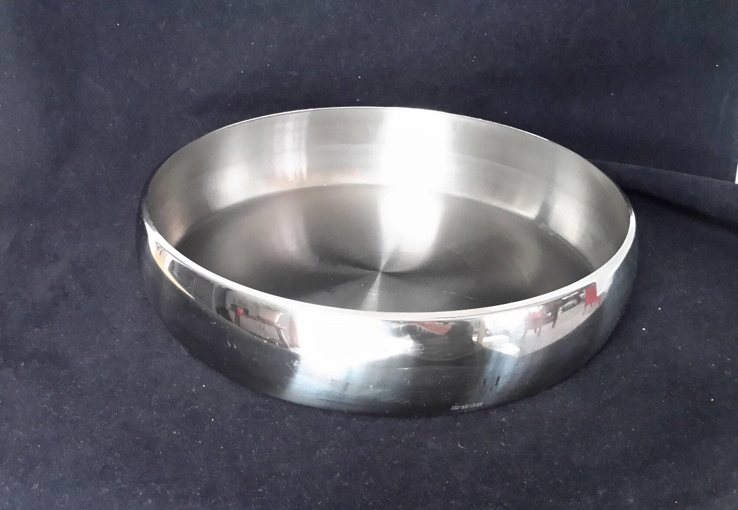 Large 12 Stainless Steel Low Round Shiny Serving Bowl or - Etsy