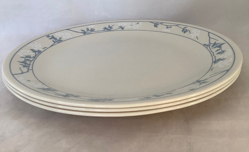Corelle Ware FIRST of SPRING Dinner Plates Pretty White Flowers Dusty ...