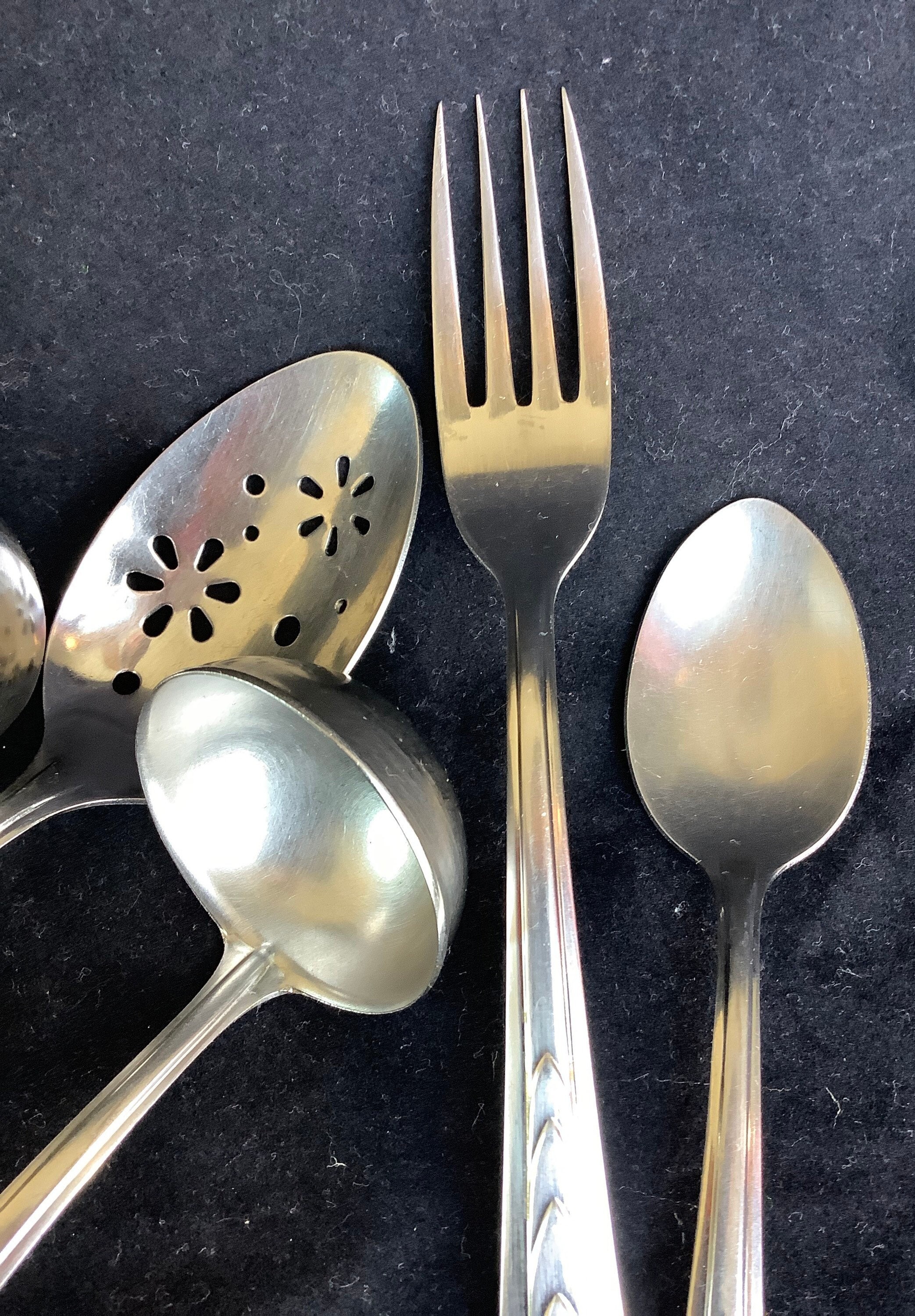 Vintage EKCO Geo Chevron Stainless Flatware and Serving Pieces~ Choice ...
