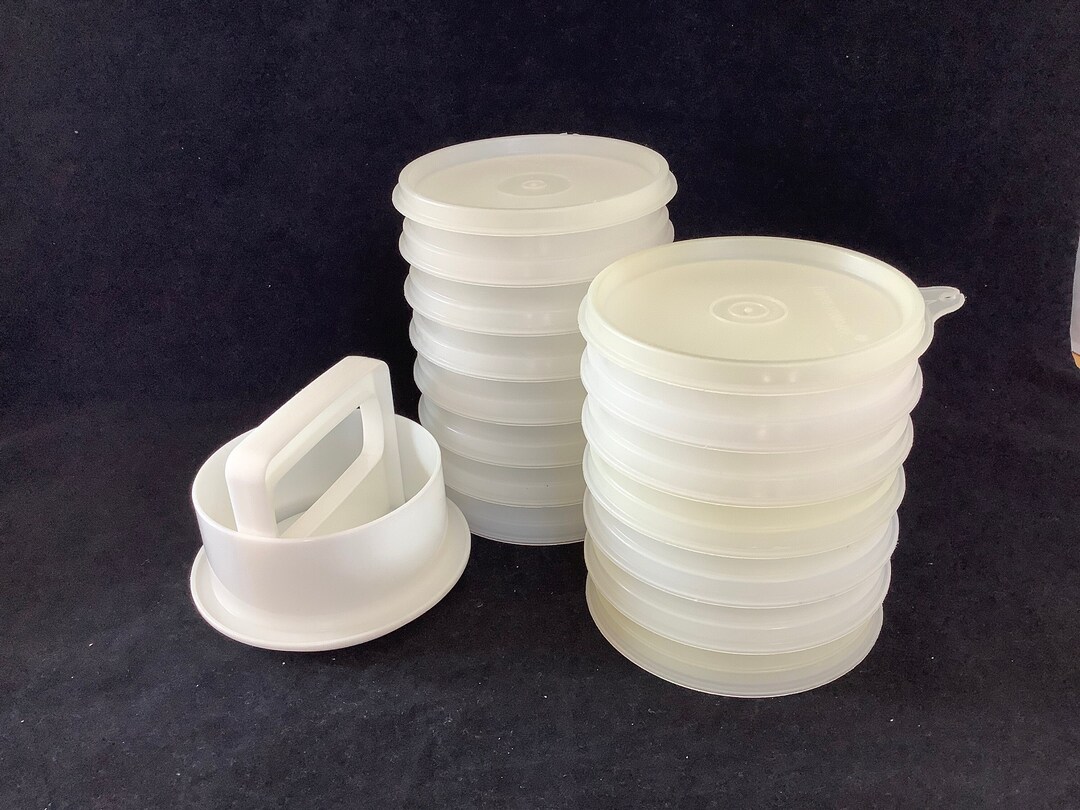 TUPPERWARE Burger Press and Storage Containers Hamburger Mold and ...