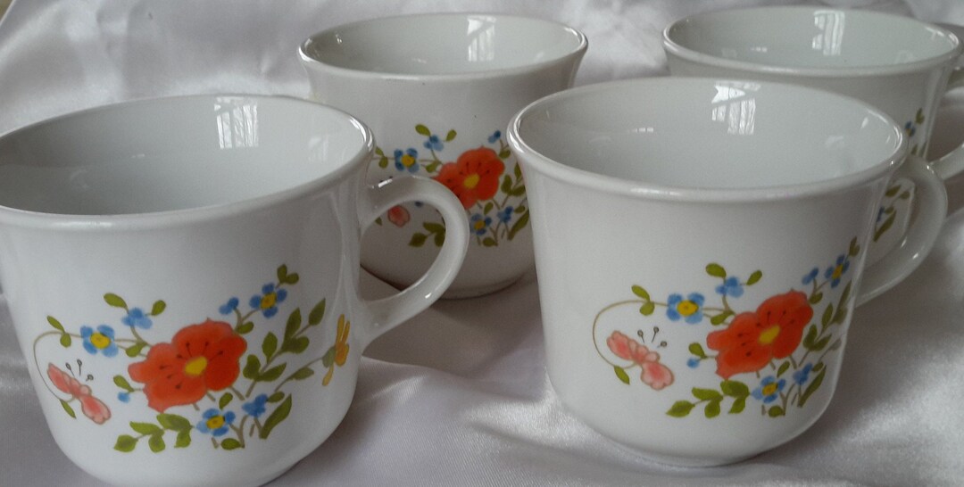 Vintage Corelle Wild Flower Pattern Coffee Cups Set of Four - Etsy