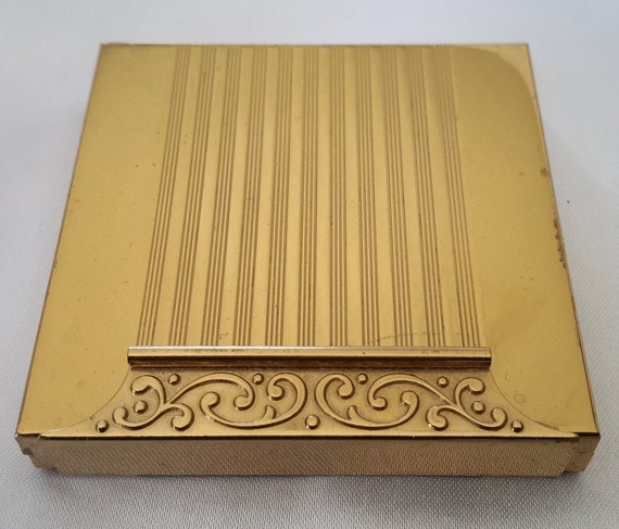 Avon Gold Compact Vintage Art Deco Lined Face Powder … - Gem