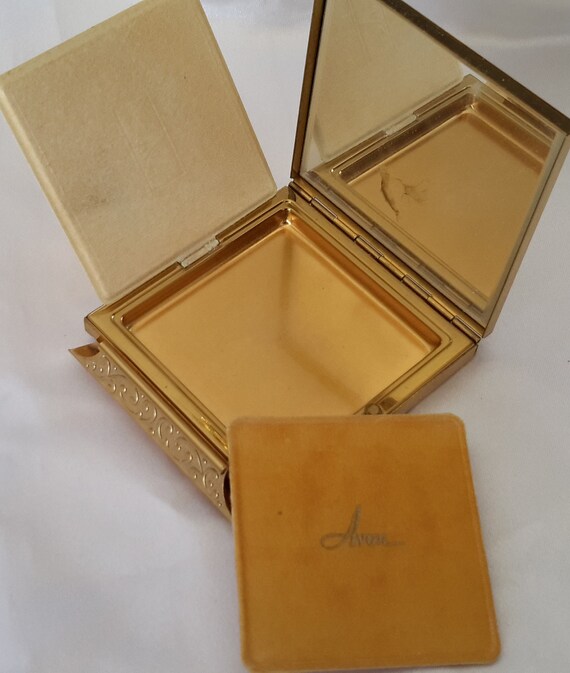 Avon Gold Compact Vintage Art Deco Lined Face Powder … - Gem