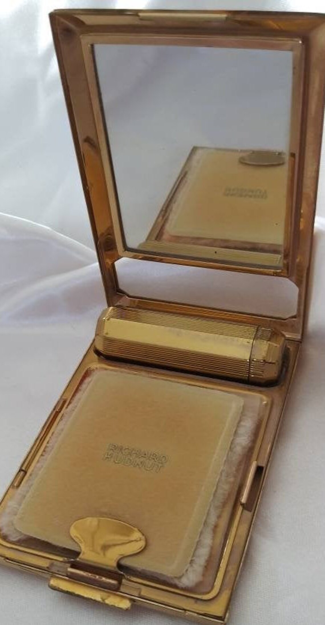 Richard Hudnut Powder And Lipstick Compact Gold Vintage Art | Etsy