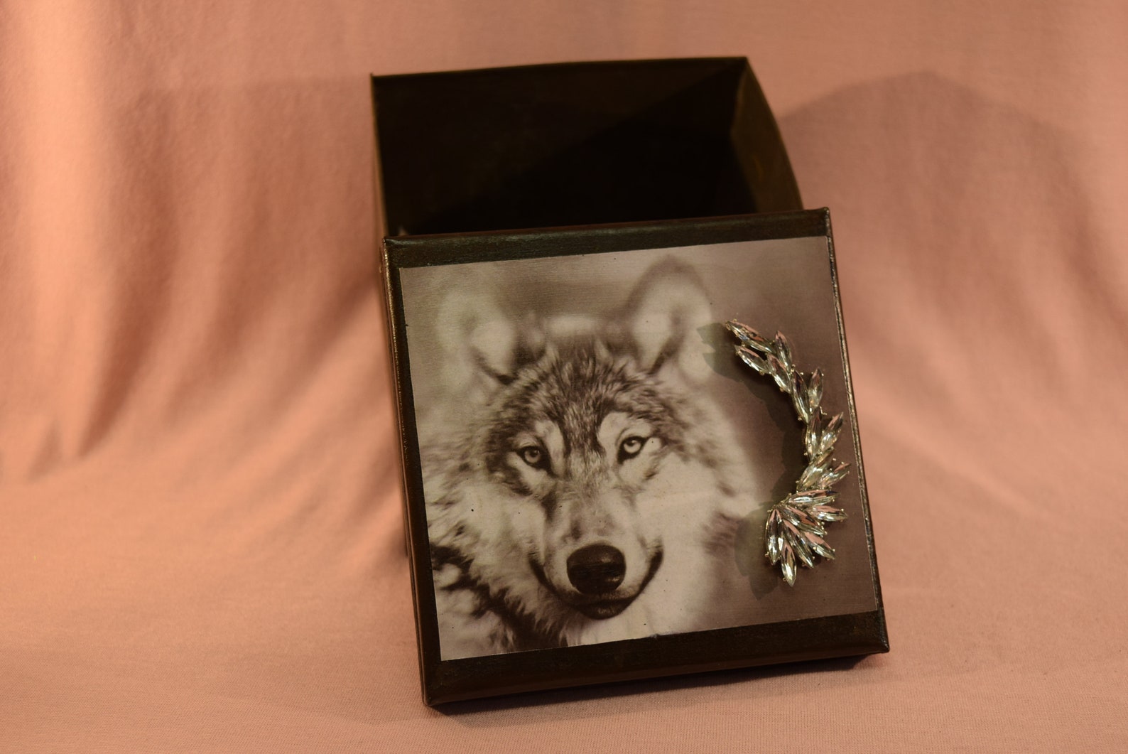 Sepia Wolf Art Native American Medicine Box 1930s Wolf Spirit Box ...