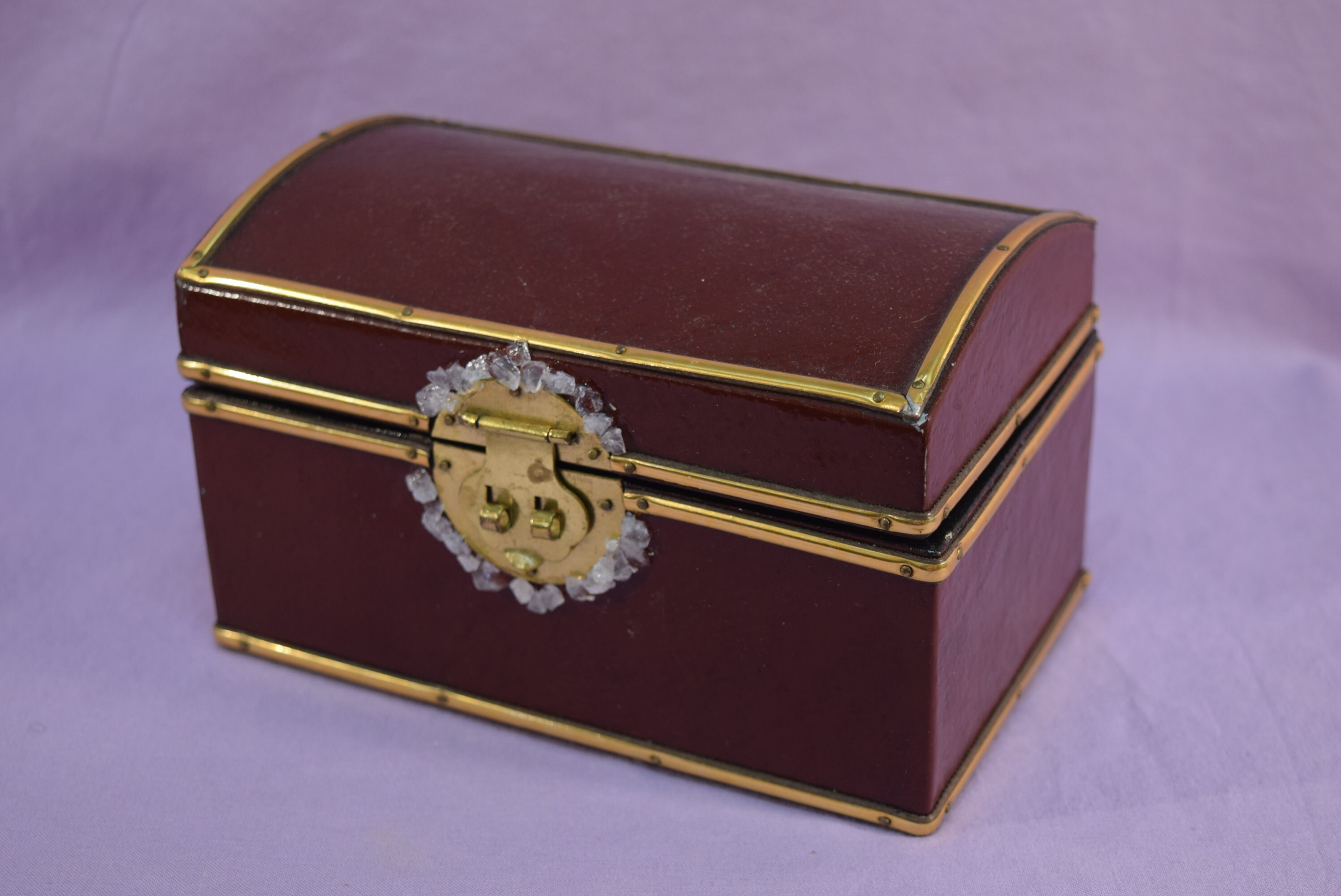 Gemstone Chest Red Leather Box Vintage Jewelry Chest Treasure Box With ...