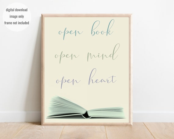 Open Book Wall Art Instant Download Book Digital Printable Literature ...