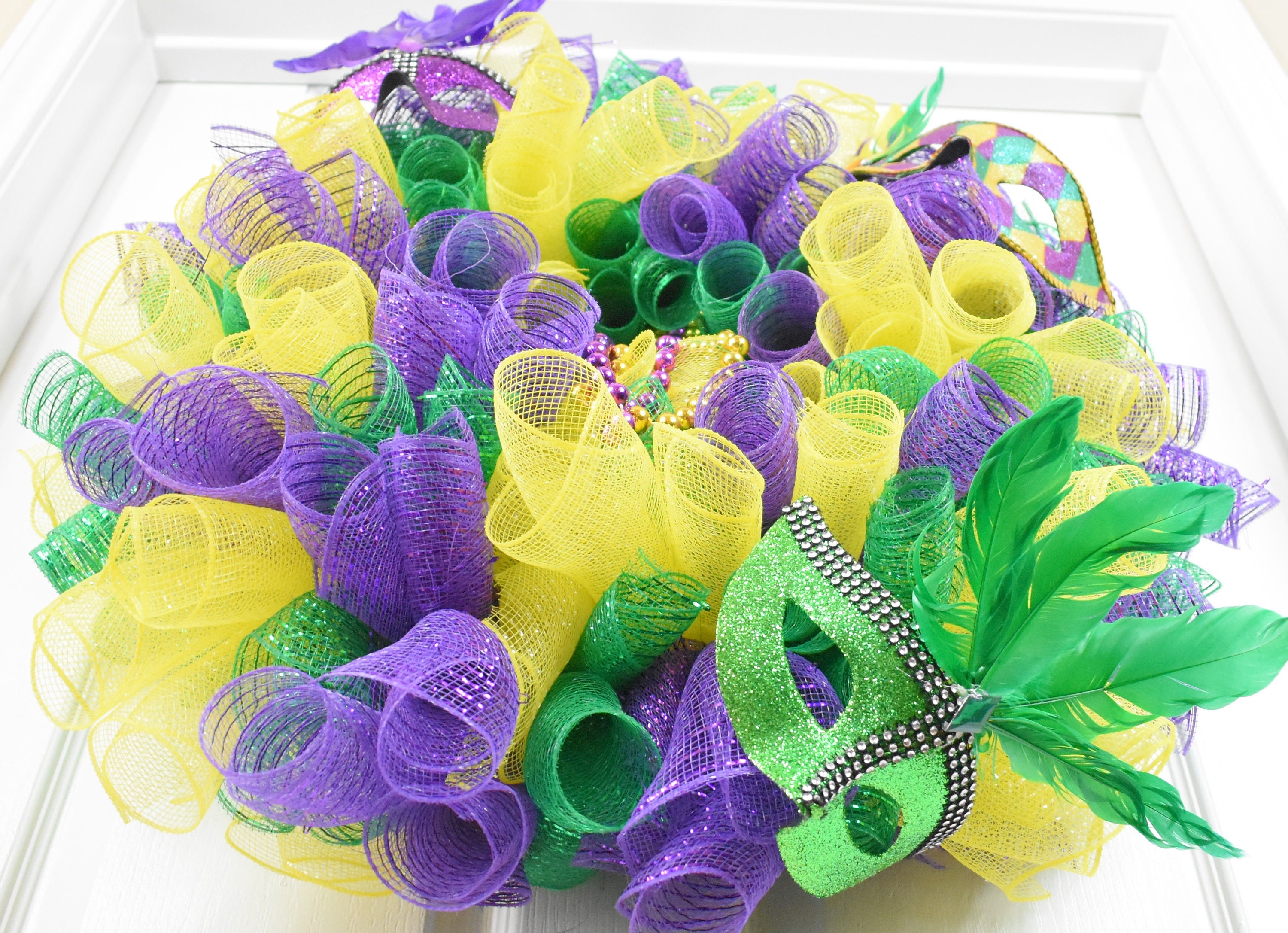 Mardi Gras Wreath, Fat Tuesday, Carnival Wreath, Deco Mesh Wreath ...