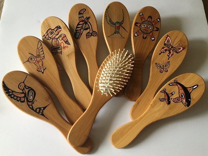 Butterfly Brush Native Bristle Hair Brush Hand Painted | Etsy