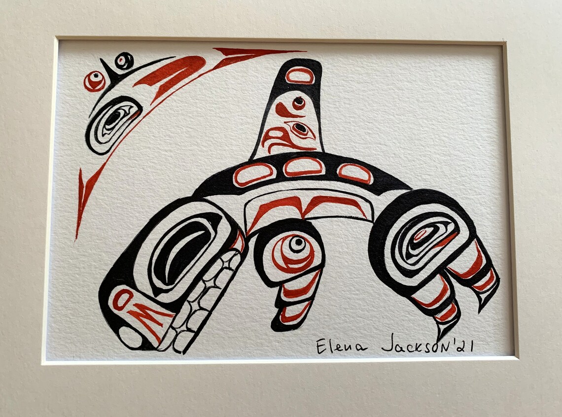 Tribal Art Orca Native Art Original Painting in watercolor | Etsy