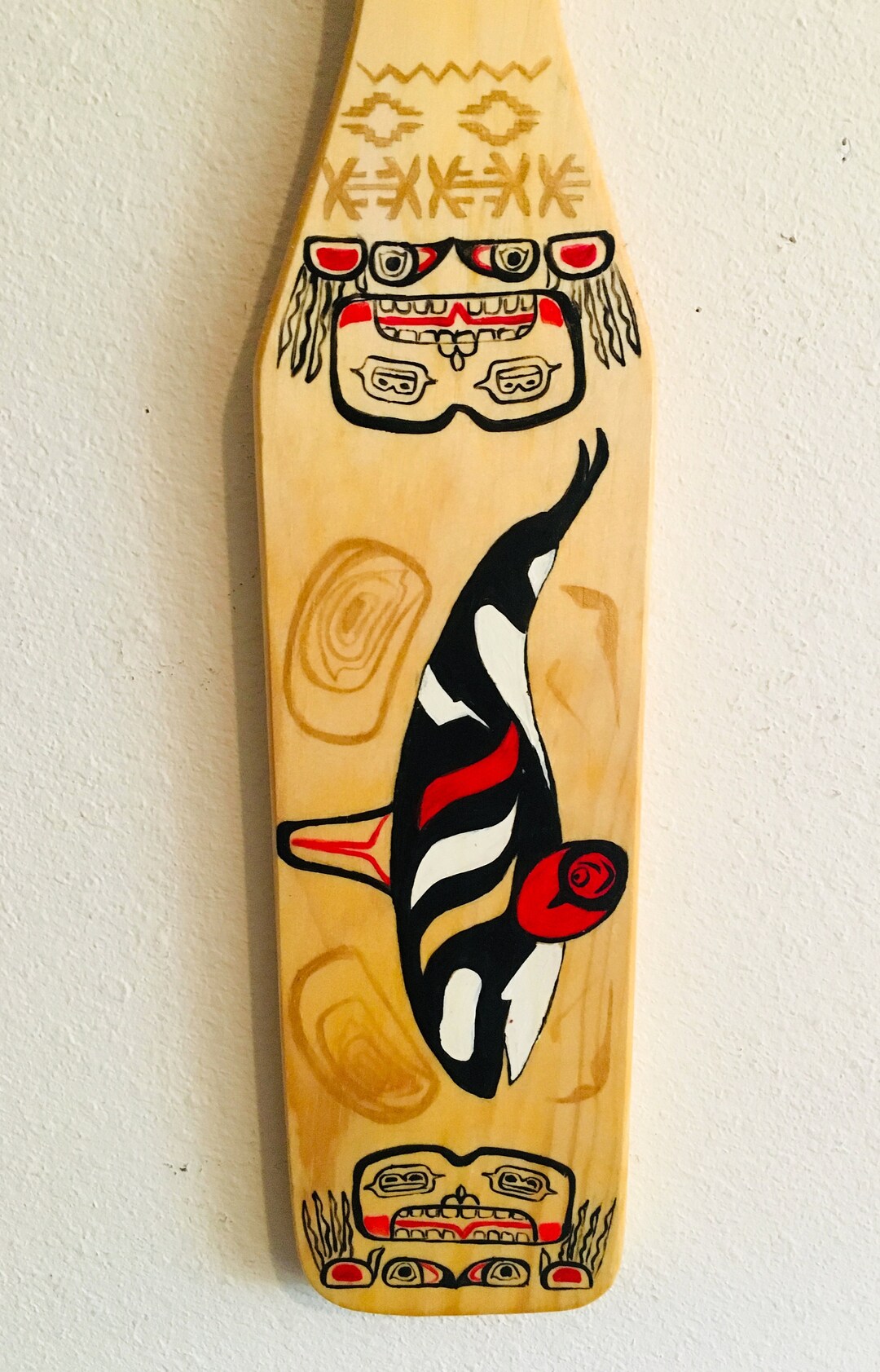 Wood Paddle Wall Decor With Native American Design, Orca, 30 OAR - Etsy