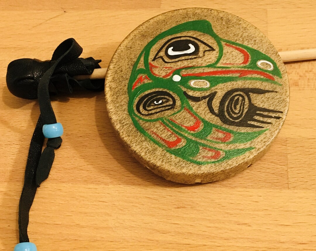 Tribal Drum Miniature Drum , Raven Drum, Native American, Comes With ...